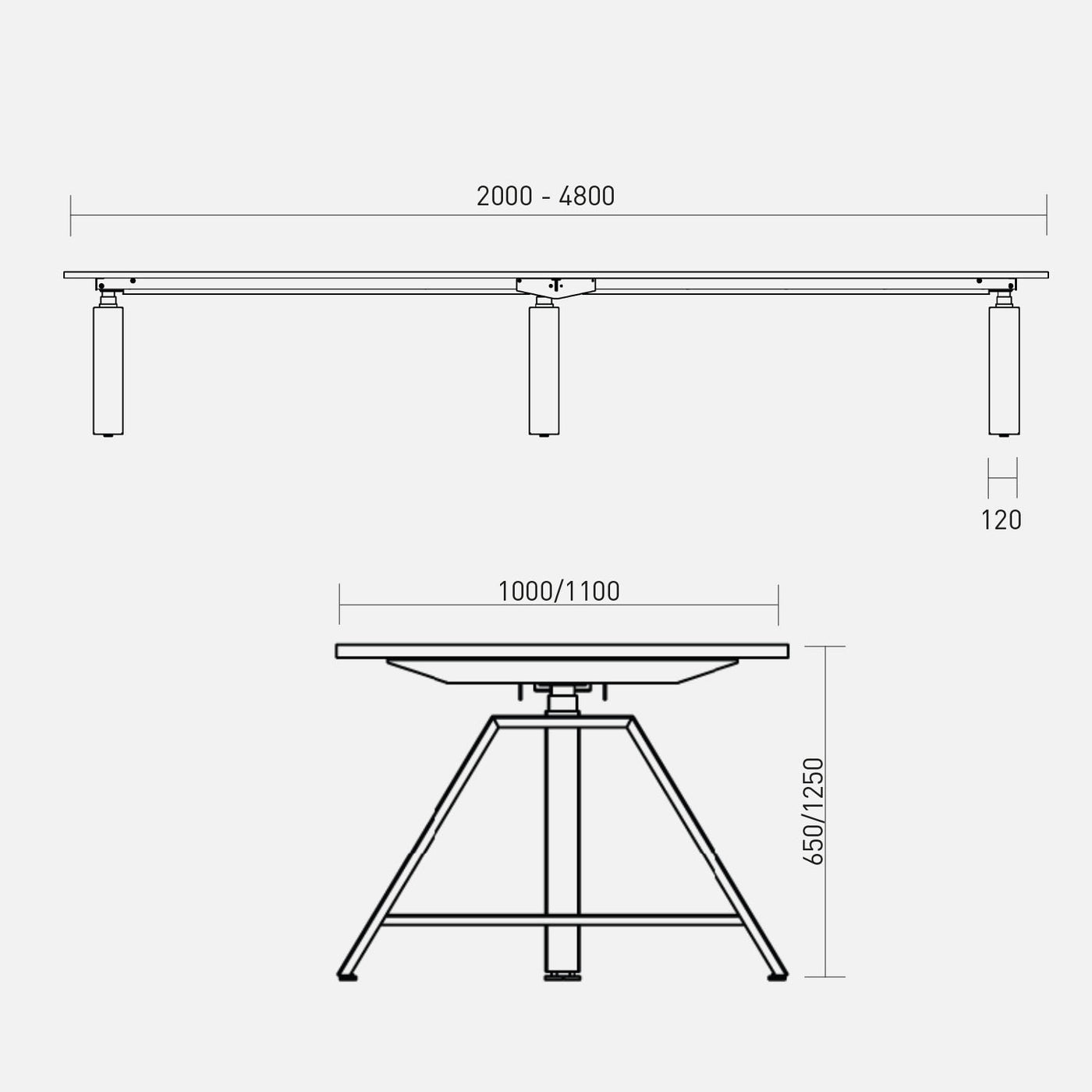 Conference table | Height adjustable | flexibly expandable